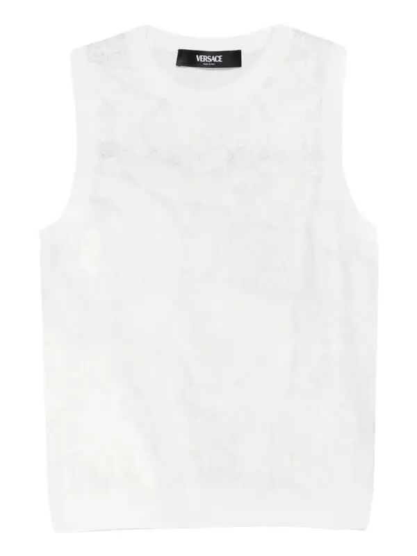 Versace Lace Knit Top - White