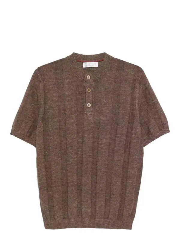 Brunello Cucinelli Button Ribbed Sweater - Brown