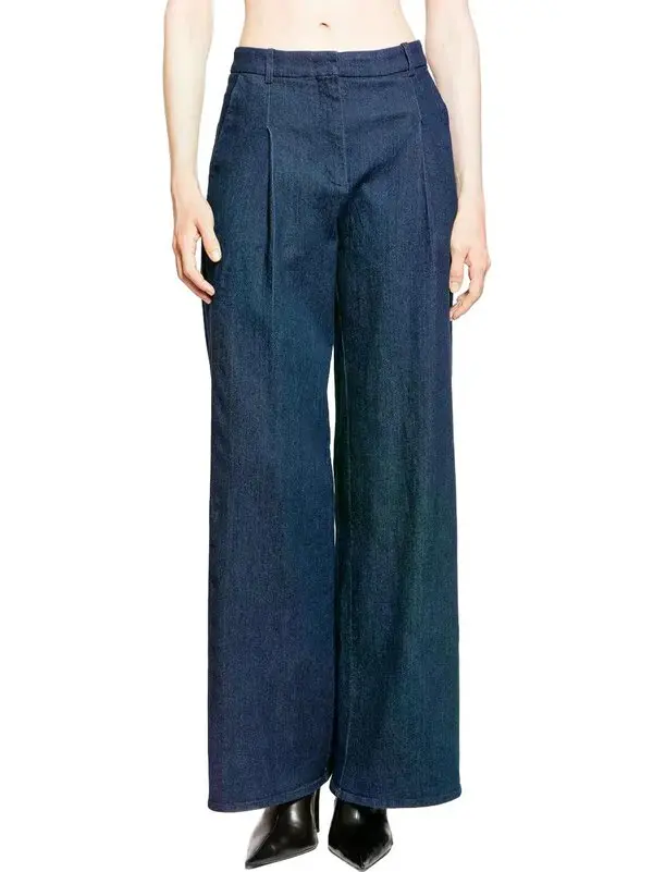THE GARMENT Wide Leg Pleated Jeans - Blue