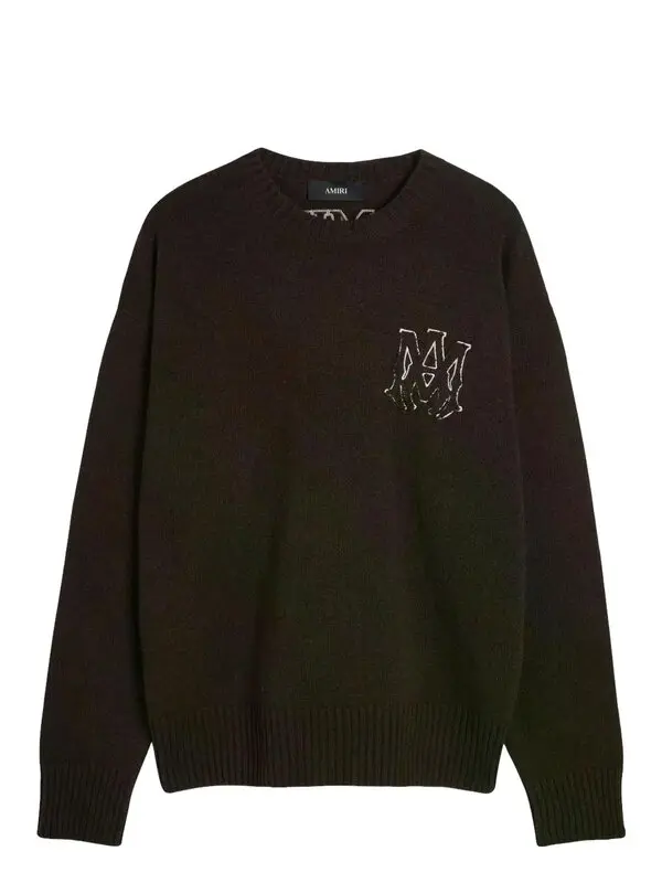 Amiri Knit Sweater With Logo Appliqués - Brown