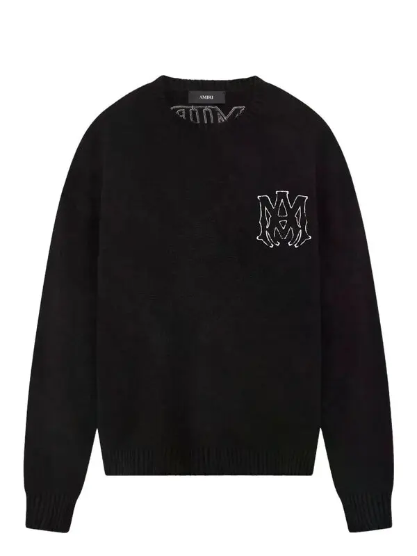Amiri Knit Sweater With Logo Appliqués - Black