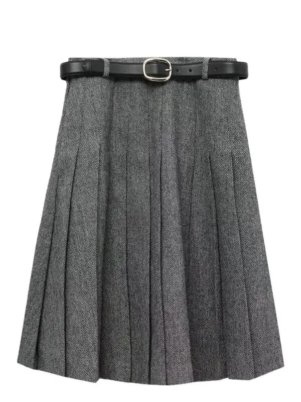 SELF-PORTRAIT Pleated Midi Skirt - Grey