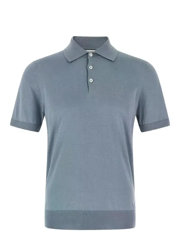 Brunello Cucinelli Contrasting-piping Cotton Polo Shirt - Blue