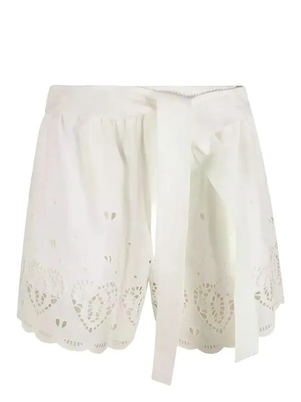 Stella McCartney Heart-patterned Shorts With Self-tie Belt - White