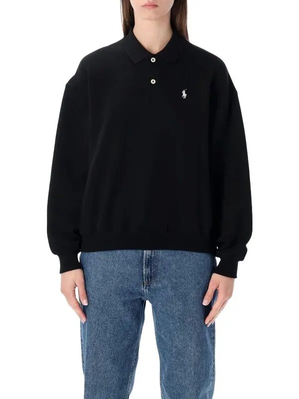 Polo Ralph Lauren Cotton Polo-collar Sweatshirt - Black
