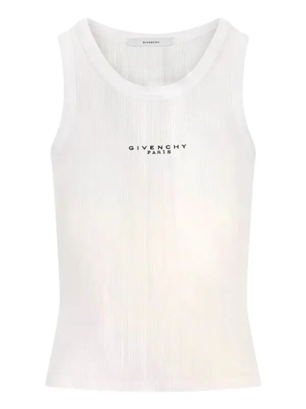 Givenchy Logo Ribbed Tank Top - White