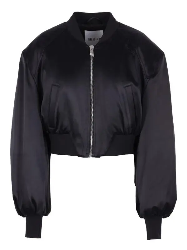 Attico Cropped Padded Bomber Jacket - Black