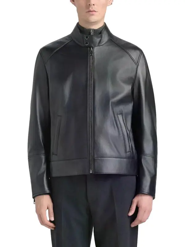 Bally Leather Zip Jacket - Black