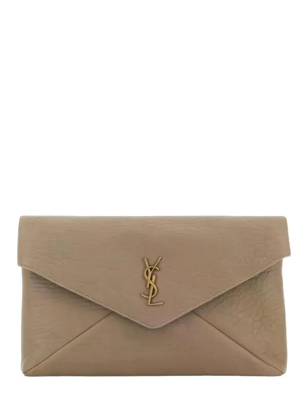 Saint Laurent Large Cassandre Envelope Pouch - Neutrals