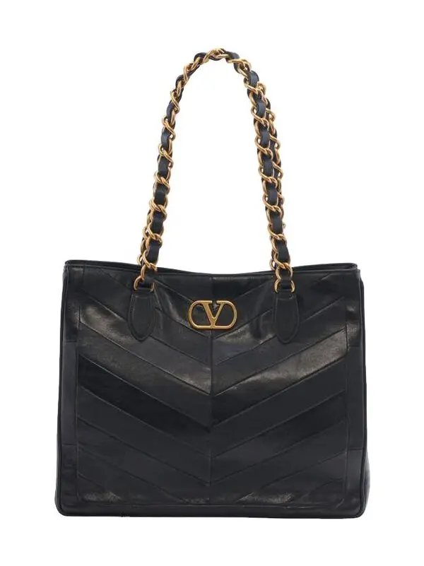 Valentino Garavani Kicky Mitered Patchwork Tote - Black