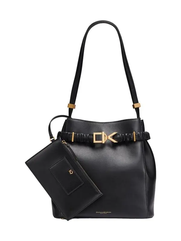 Donna Karan New York Gingham Bucket Bag - Black/gold
