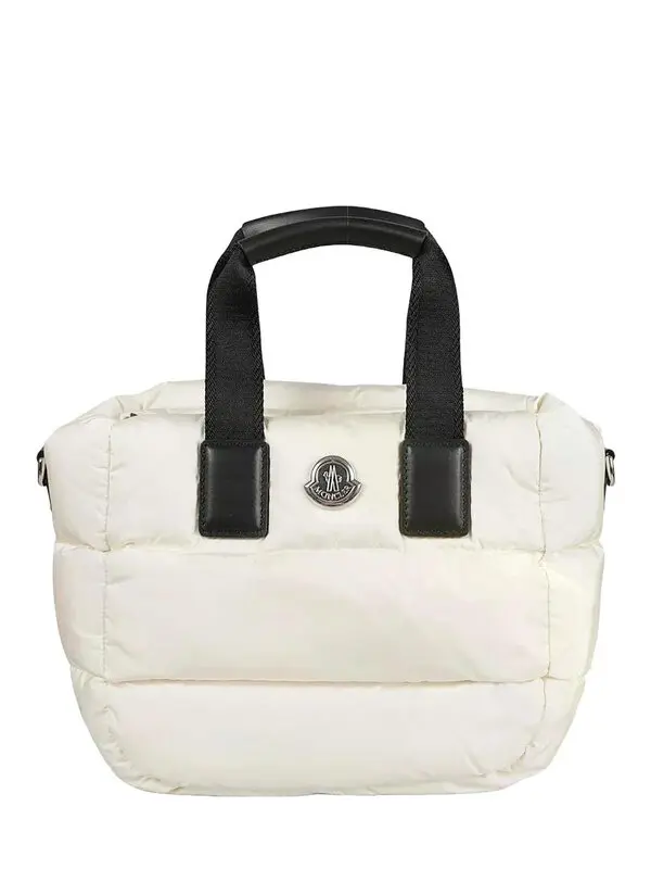 Moncler Mini Padded Tote Bag With Logo Patch - White