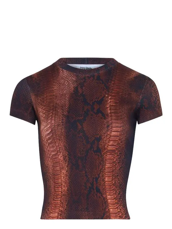 Jean Paul Gaultier Python Print Cotton T-shirt - Brown