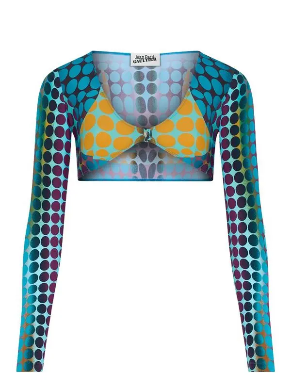 Jean Paul Gaultier Re-edition Dots Print Crop Top - Blue