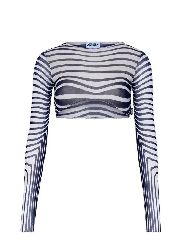 Jean Paul Gaultier Re-edition: Long Sleeve Crop Top - Blue