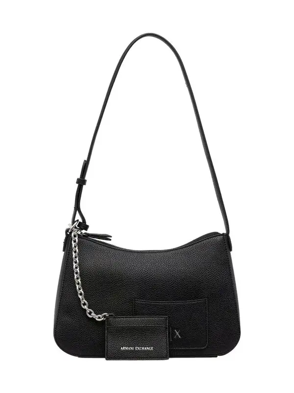 Armani Exchange Grained Shoulder Bag With Card Holder - Black