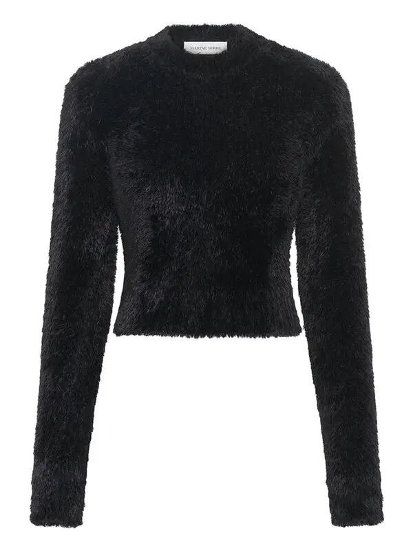 MARINE SERRE Wild Fluffy Knit Crewneck - Black