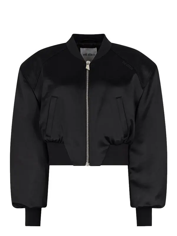 Attico Satin Bomber Jacket - Black