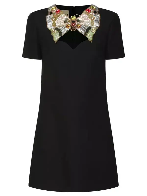 Valentino Garavani Embellished-collar Mini Dress - Black
