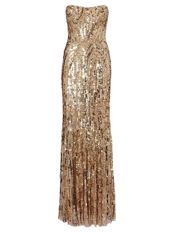 Jenny Packham Euphoria Sequined Gown - Gold