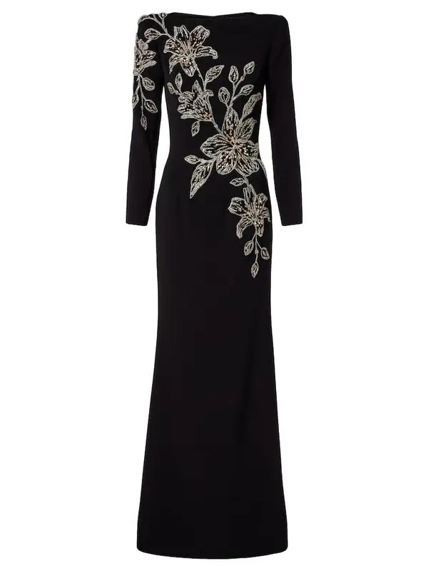 Jenny Packham Slipper Orchid Embellished Gown - Black