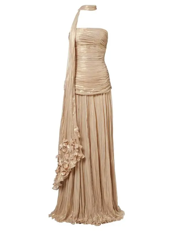 MARMAR HALIM Dayana Pleated Bustier Gown - Gold