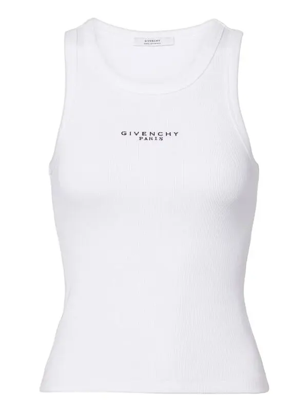 Givenchy Logo Ribbed-knit Tank Top - White