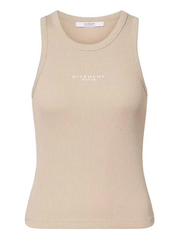 Givenchy Logo Ribbed-knit Tank Top - Beige