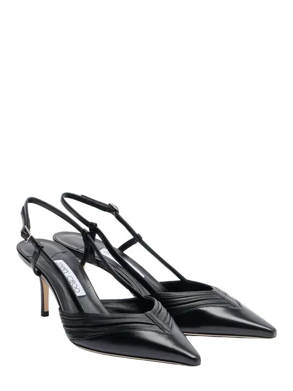 JIMMY CHOO Afia 65 Leather Slingback Pumps - Black
