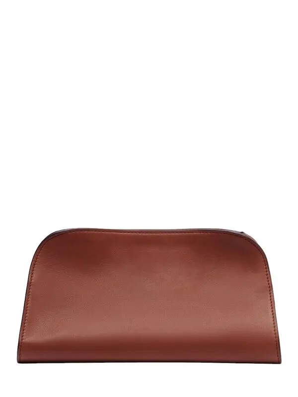 THE ROW Peggy Leather Clutch - Brown