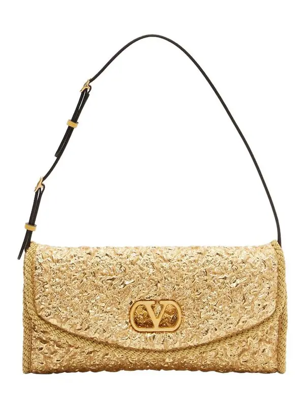 Valentino Garavani Small Cloqué Jacquard Shoulder Bag - Gold