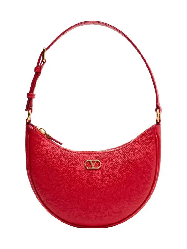 Valentino Garavani Vlogo Leather Shoulder Bag - Red