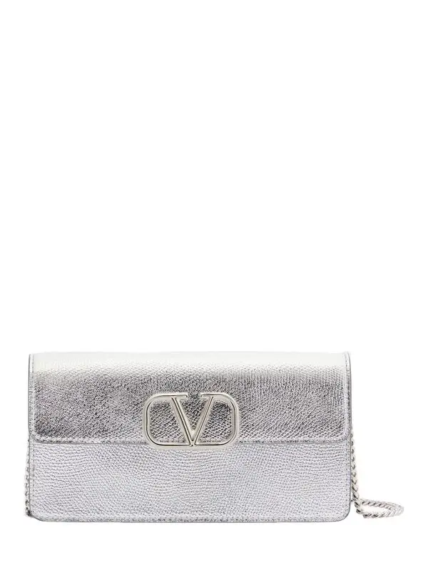 Valentino Garavani Vlogo Mini Leather Crossbody Bag - Silver