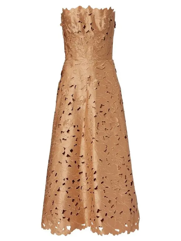 Costarellos Vella Floral Lace Cocktail Dress - Gold