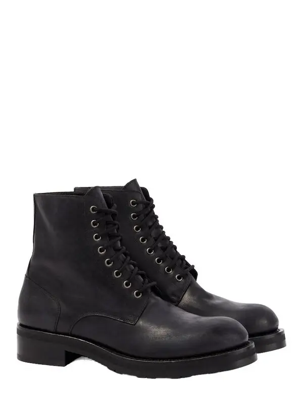 THE ROW Leather Combat Boots - Black
