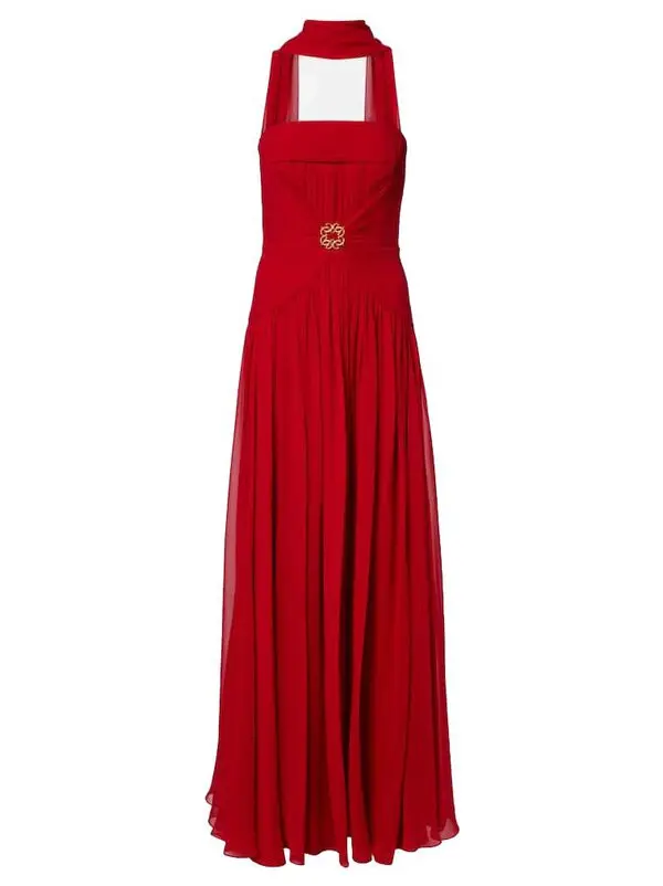 Elie Saab Silk Bustier Gown - Red