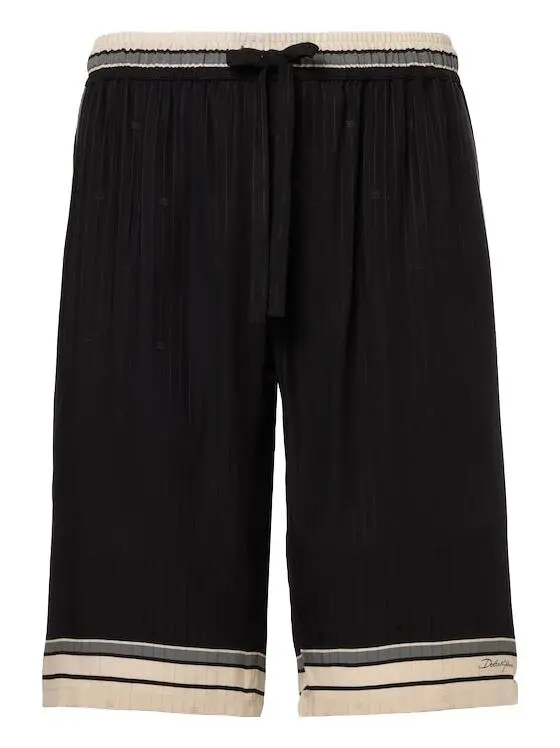 Dolce & Gabbana Striped Silk Bermuda Shorts - Black