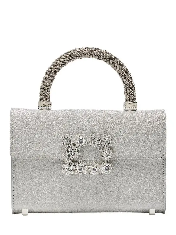 ROGER VIVIER Jewel Efflorescence Mini Glitter Tote - Silver