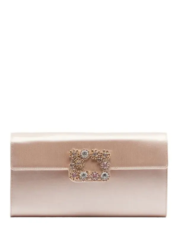 ROGER VIVIER Embellished Satin Clutch - Pink