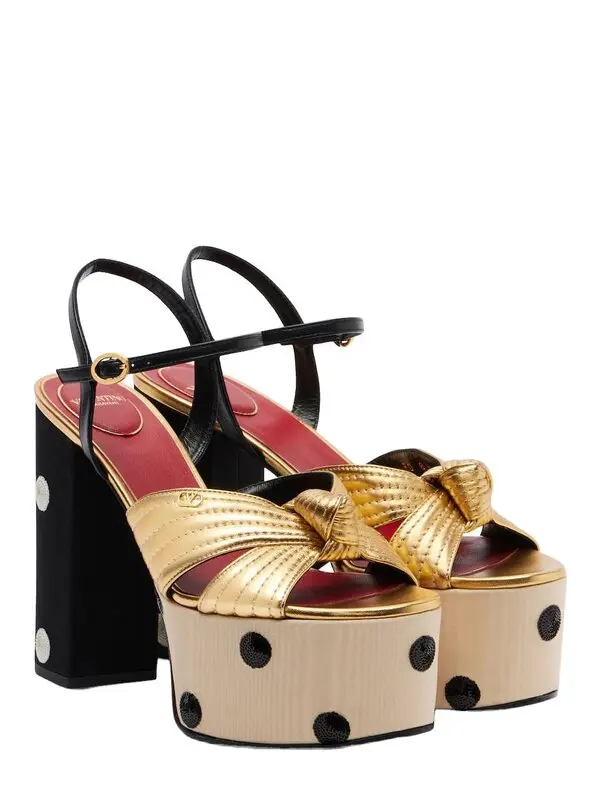 Valentino Garavani Crasher 125 Polka-dot Leather Sandals - Gold