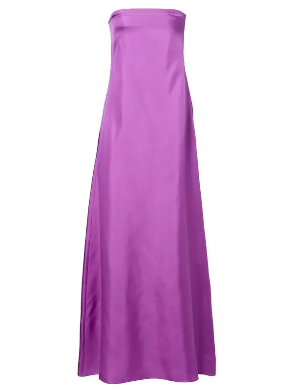 Christopher Esber Strapless Silk Satin Gown - Purple