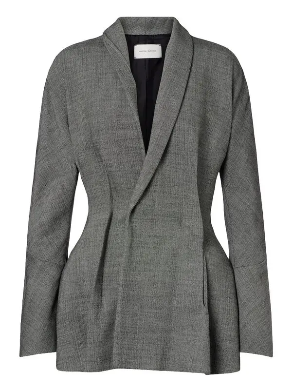 Magda Butrym Draped Wool-blend Blazer - Grey