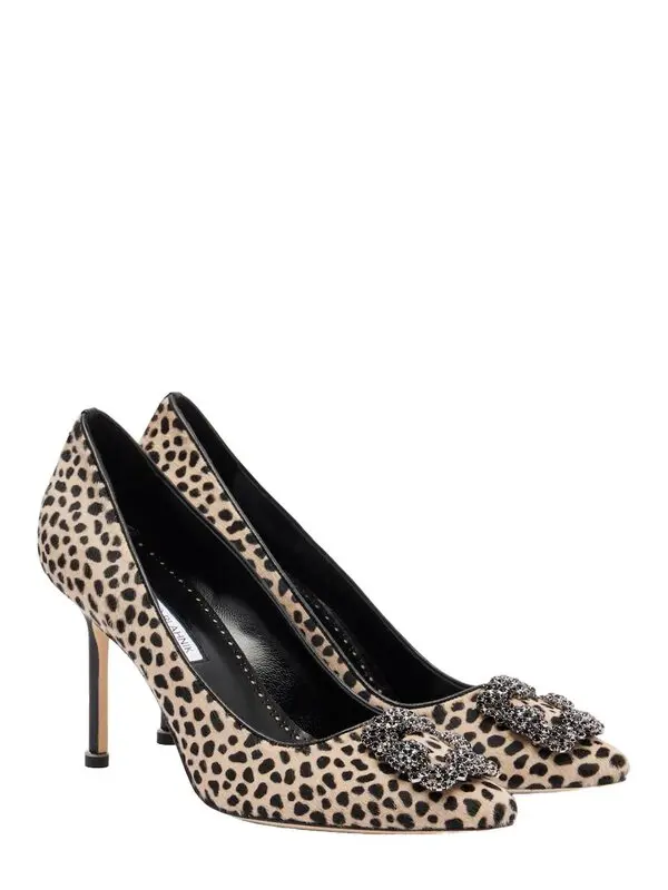Manolo Blahnik Hangisi 90 Leopard-print Pumps - Beige