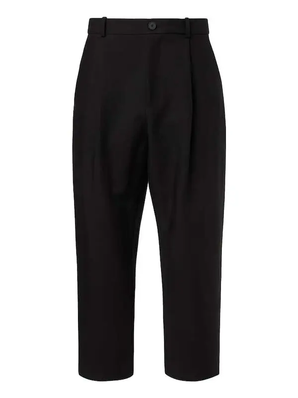 Studio Nicholson Tuck Cotton-blend Tapered Pants - Black