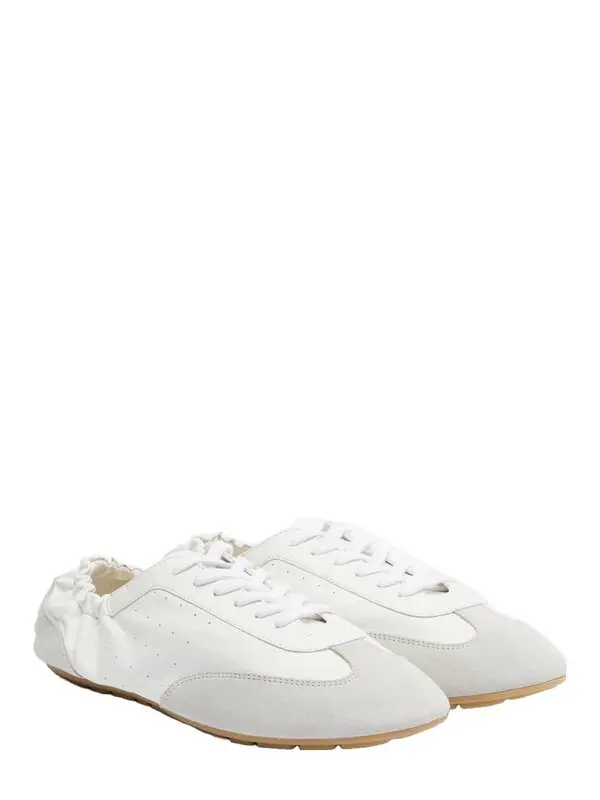 Saint Laurent Lewis Leather And Suede Sneakers - White