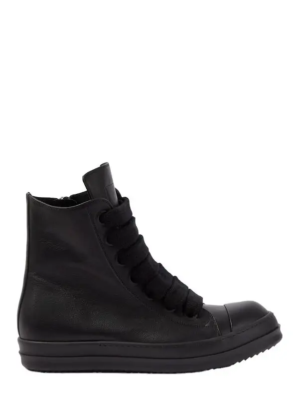 Rick Owens Jumbolace Leather High-top Sneakers - Black