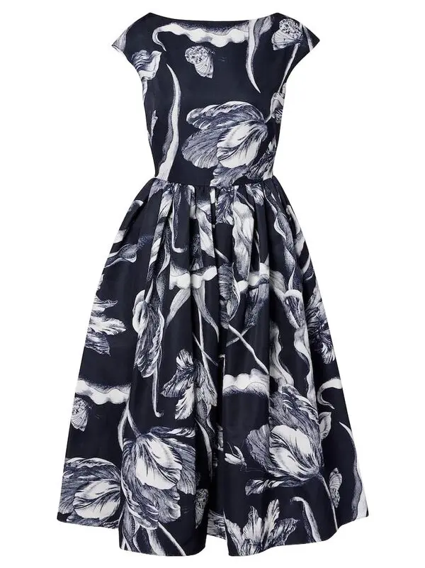 Erdem Floral Cotton-blend Faille Midi Dress - Blue