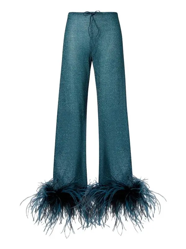 Oseree Lumière Plumage Wide-leg Pants - Blue