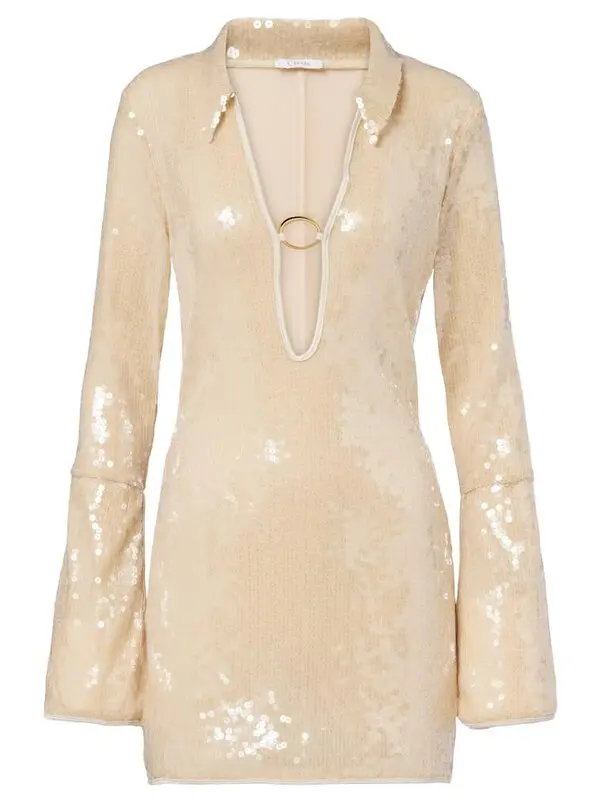 Oseree Marylin O Sequined Minidress - Beige