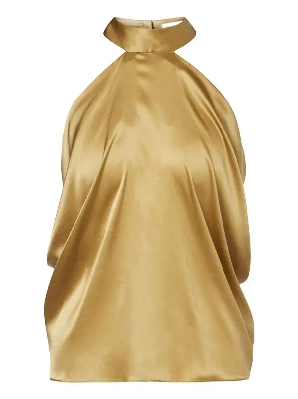 Nina Ricci Open-back Silk-blend Satin Top - Gold